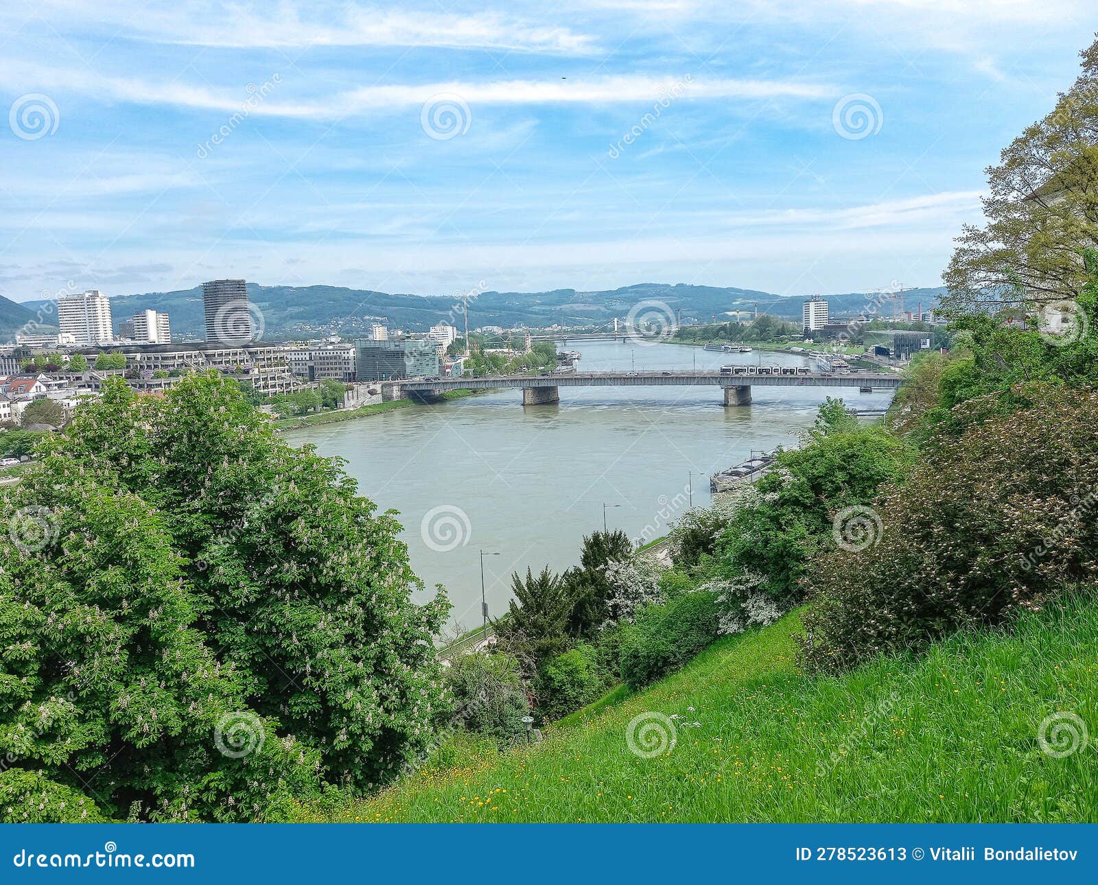 The Danube River in Linz, Austria Stock Image - Image of beautiful ...