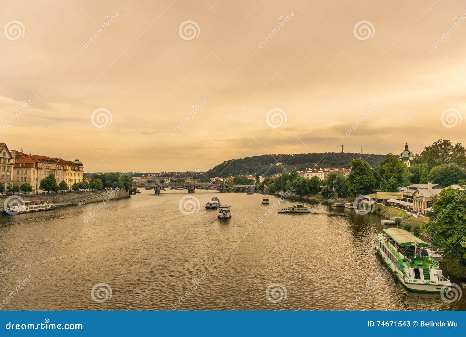 Danube river stock image. Image of europe, dawn, praha - 74671543
