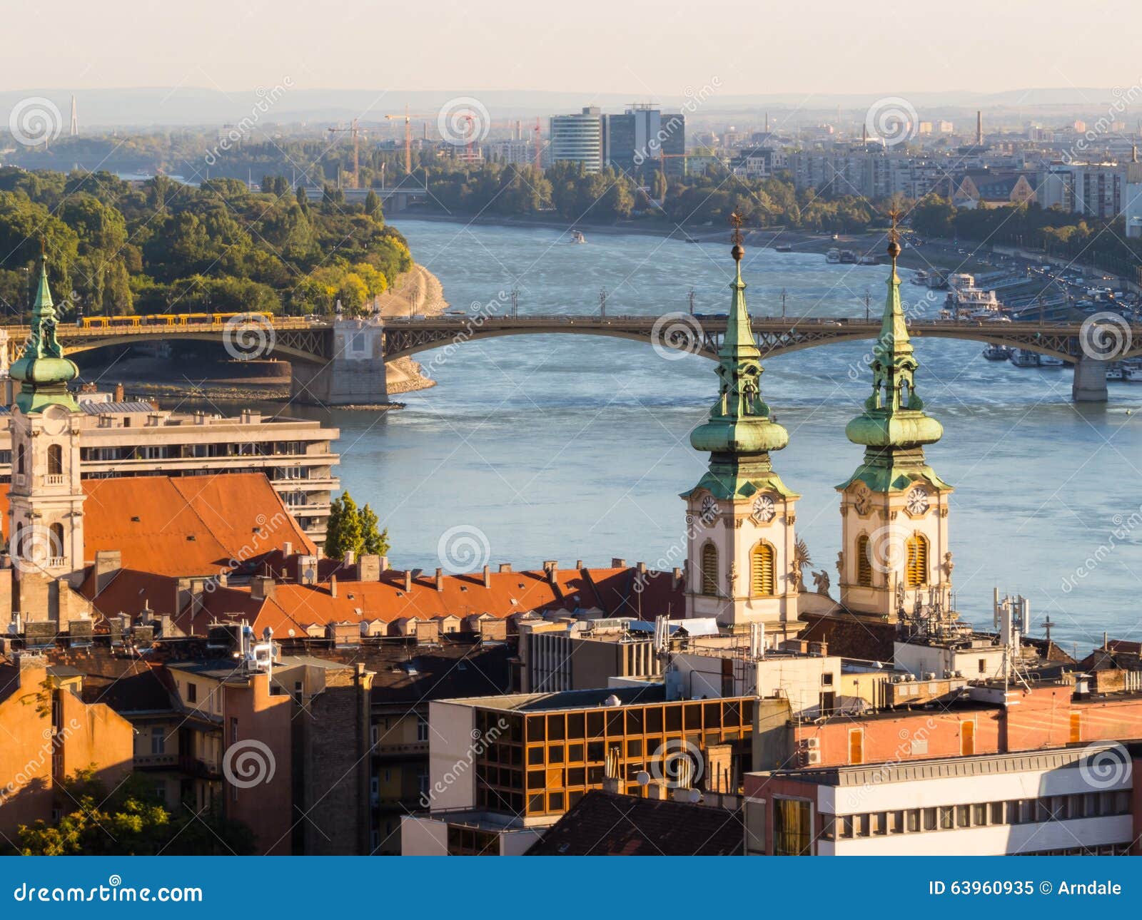 Danube River and Roofs of the Budapest, Hungary Stock Image - Image of ...