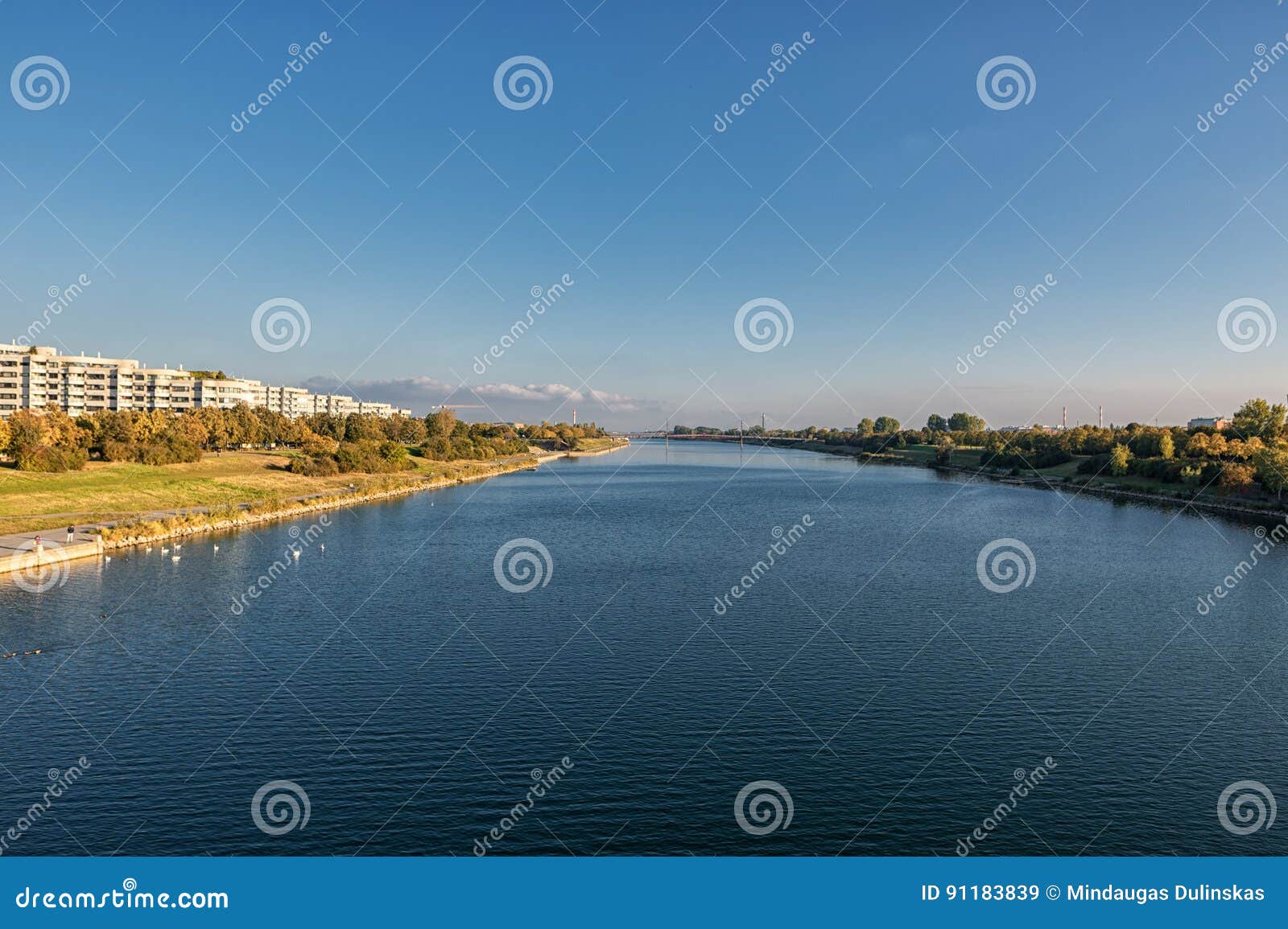 Danube River in Vienna, Austria. Stock Image - Image of european ...