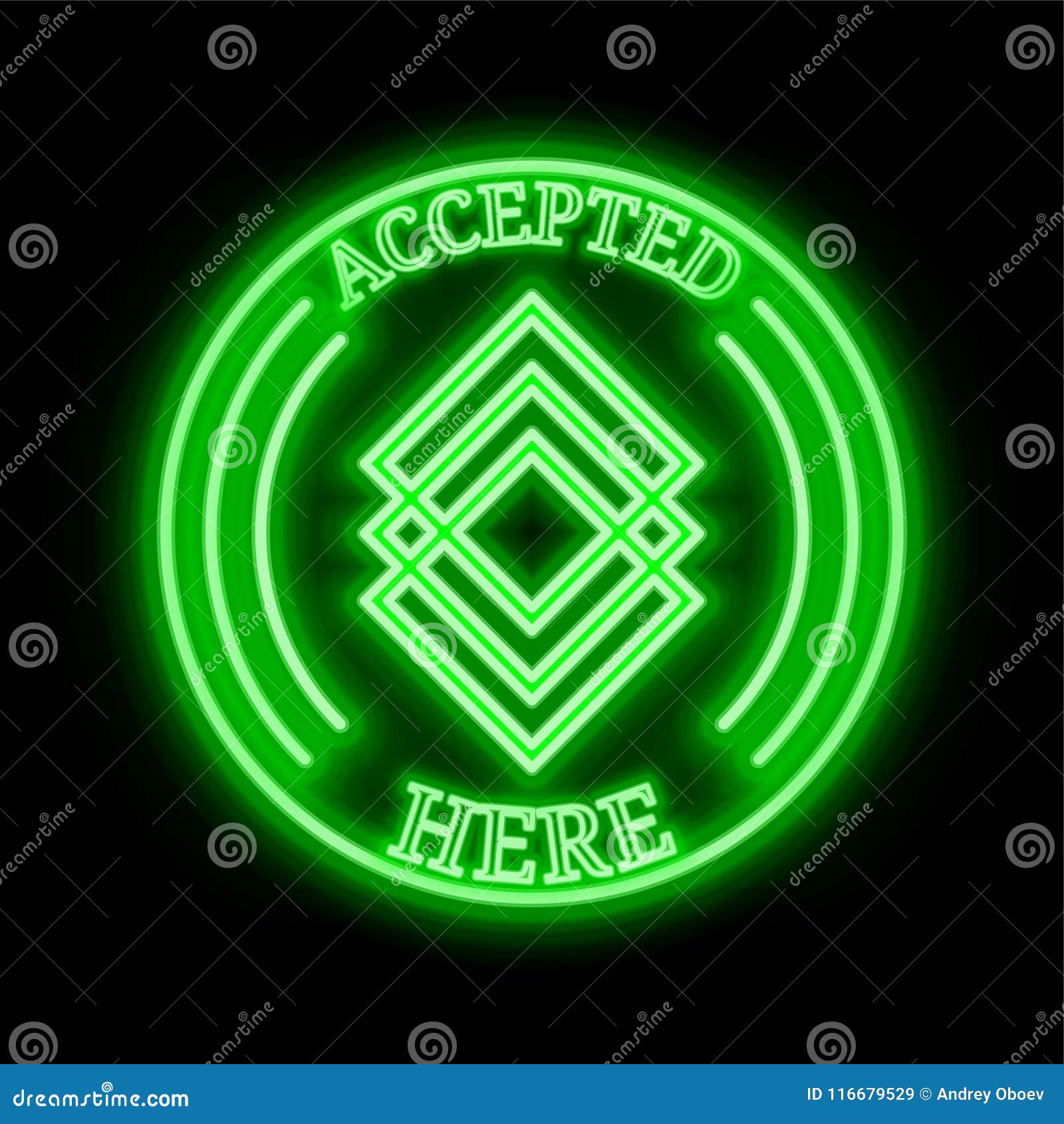DAOstack GEN Accepted Here Sign Cartoon Vector | CartoonDealer.com ...