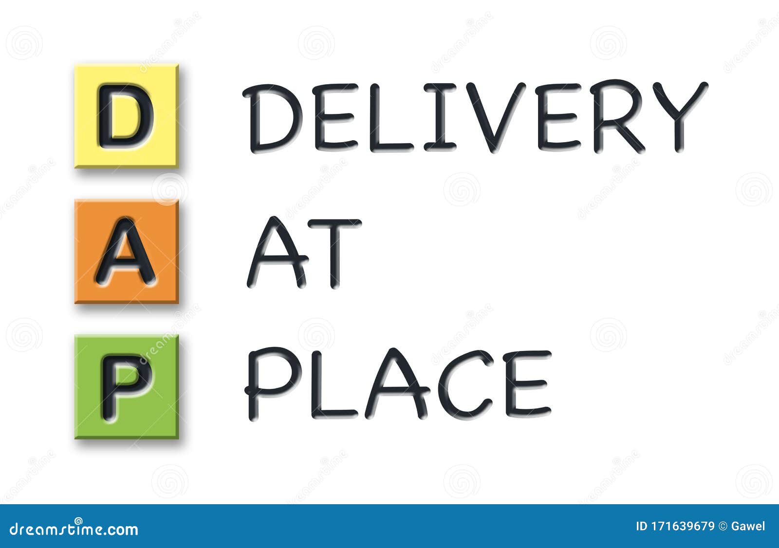 DAP Initials in Colored 3d Cubes with Meaning Stock Illustration ...