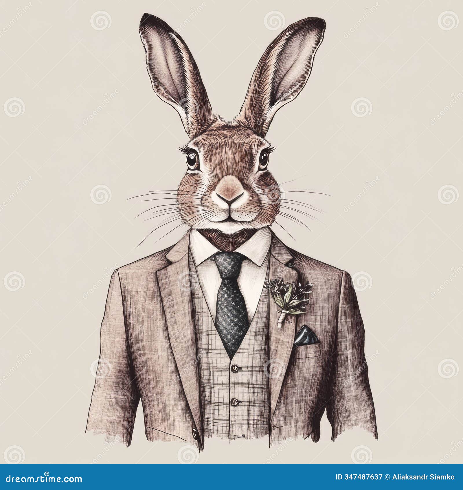 Dapper Rabbit Dressed in a Suit and Tie Stock Illustration ...