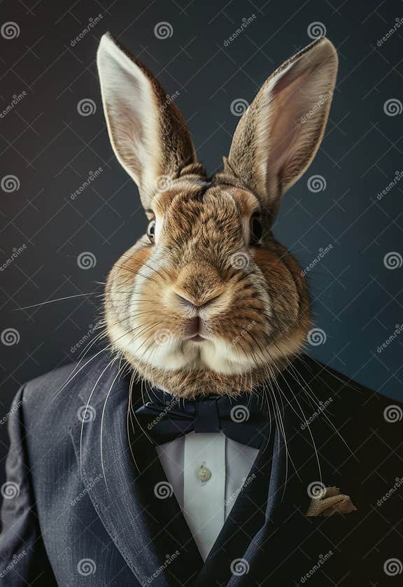 Dapper Rabbit in Formal Attire Stock Illustration - Illustration of ...