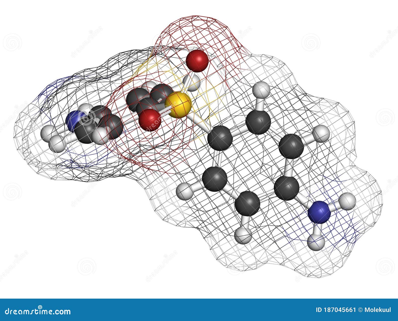 Dapsone Molecule, Structural Chemical Formula, Ball-and-stick Model ...
