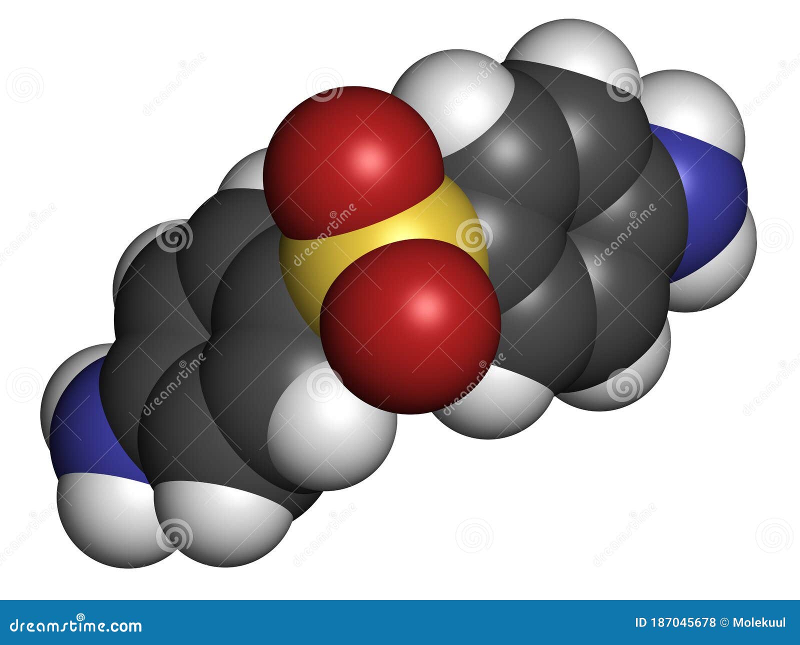 Dapsone Molecule, Structural Chemical Formula, Ball-and-stick Model ...