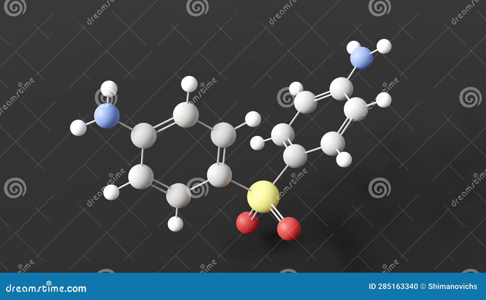 Dapsone Molecule, Structural Chemical Formula, Ball-and-stick Model ...