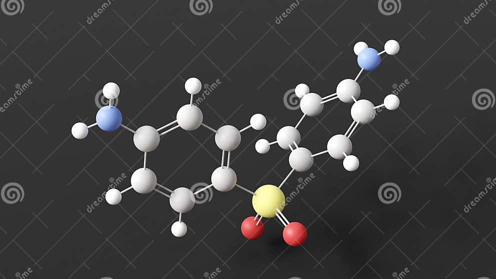 Dapsone Molecule, Molecular Structure, Antimycobacterials, Ball and ...
