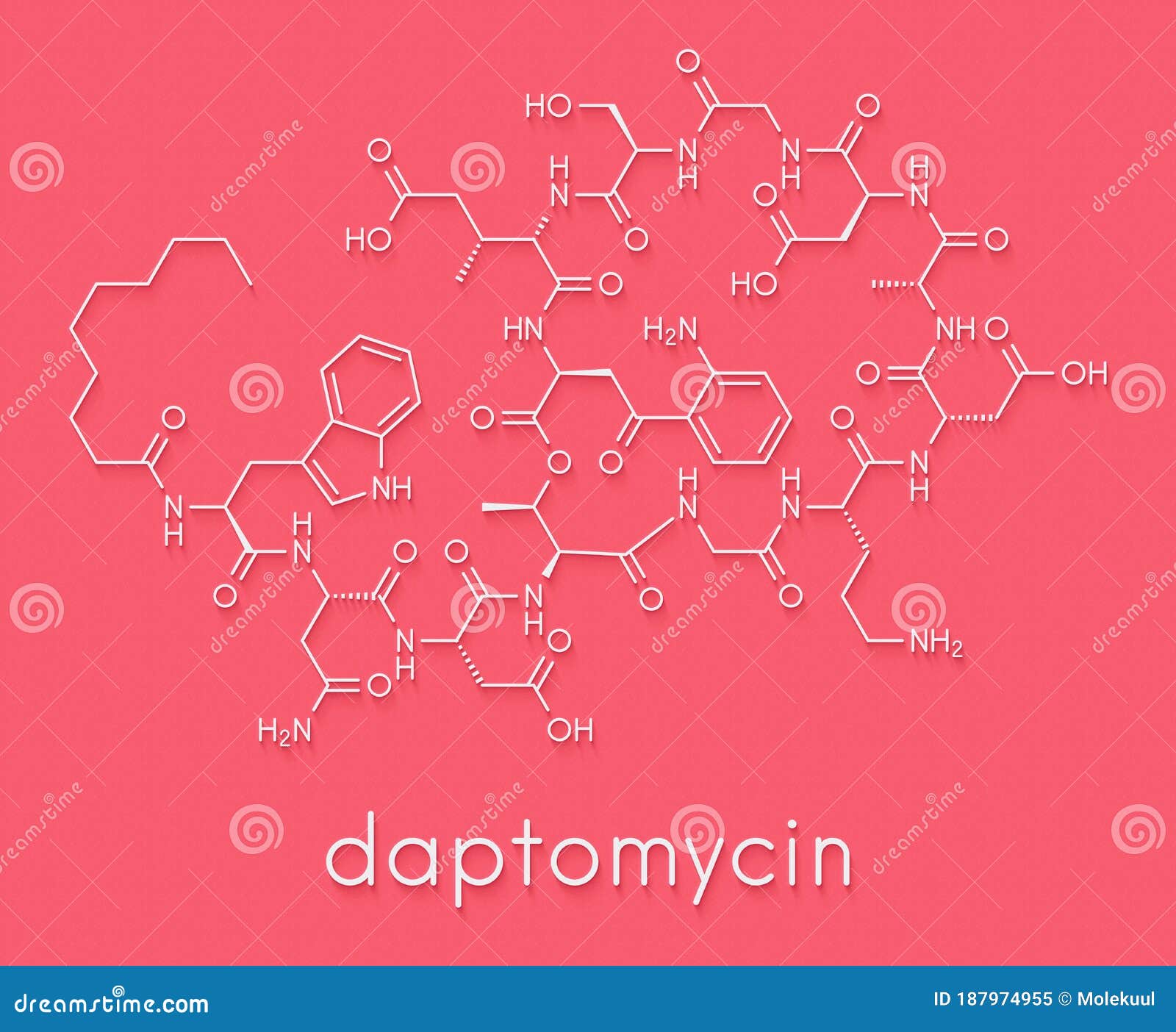 Daptomycin Antibiotic Drug Molecule. Skeletal Formula. Stock ...