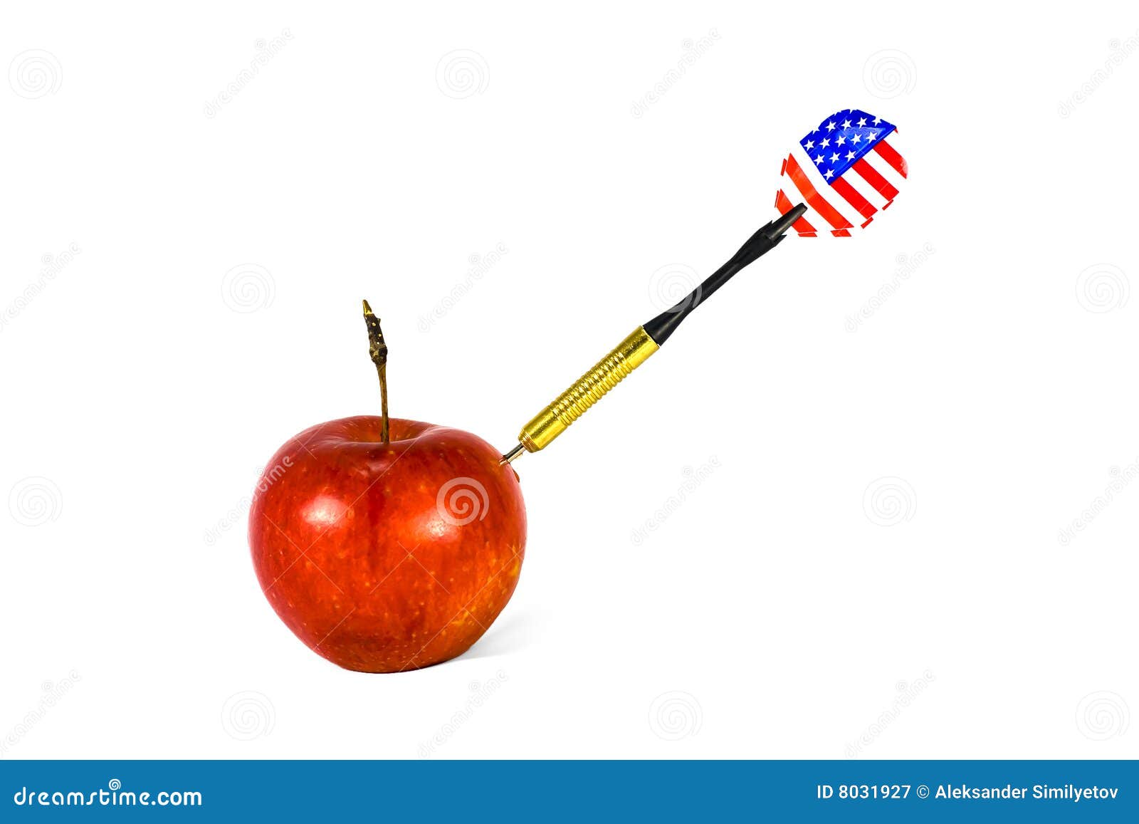 Dardo Que Perfora Una Manzana Imagen de archivo - Imagen de americano ...