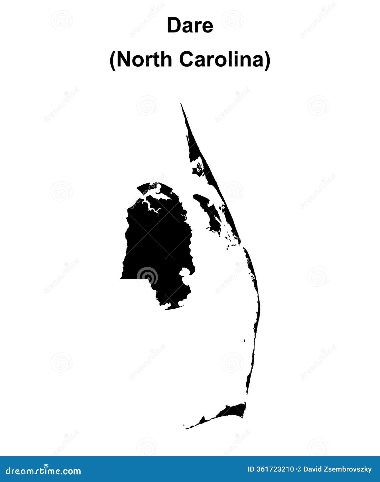Map Of Dare County In North Carolina State On White Background. Single ...