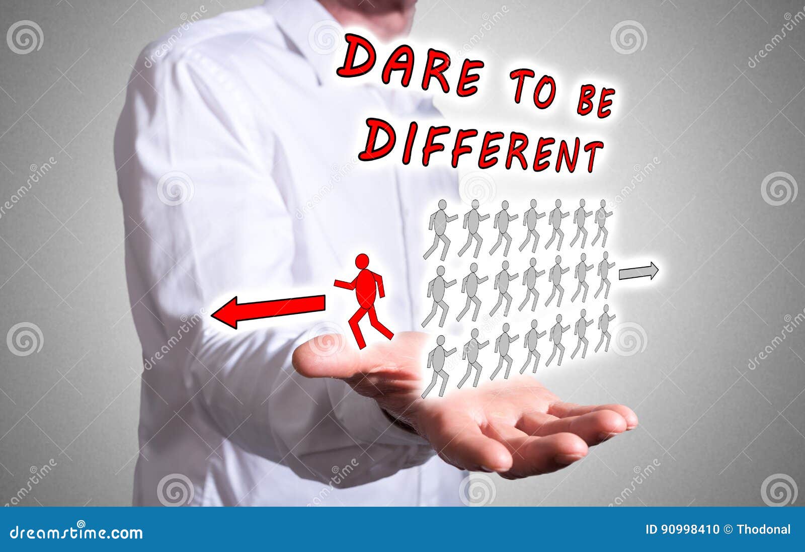 Dare To Be Different Concept Above a Human Hand Stock Photo - Image of ...