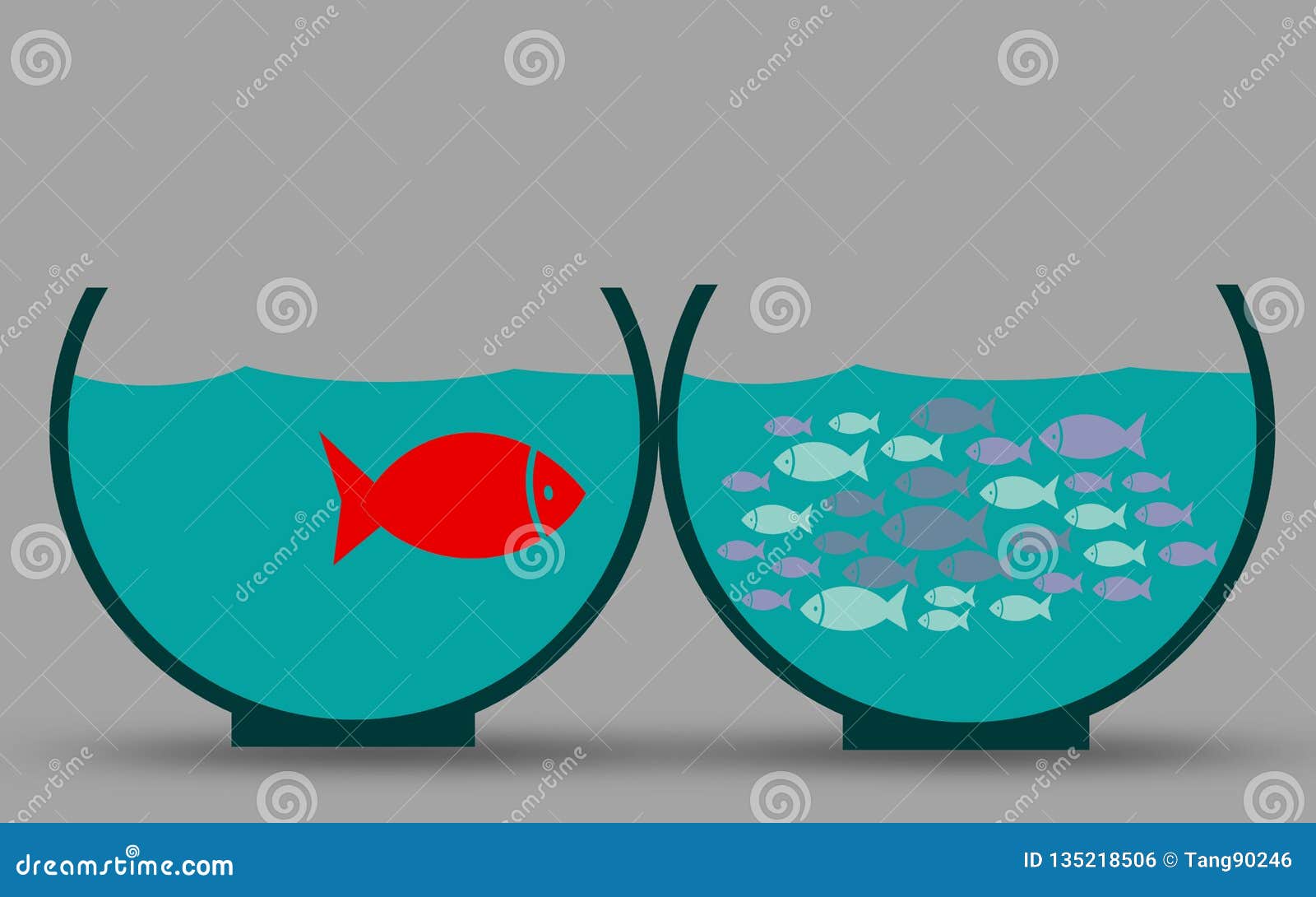 Dare To Be Different, Fish Inside the Aquarium Stock Illustration ...