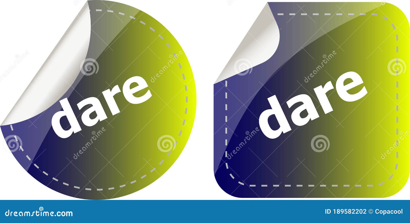 Dare Word Stickers Web Button Set, Label, Icon Stock Illustration ...