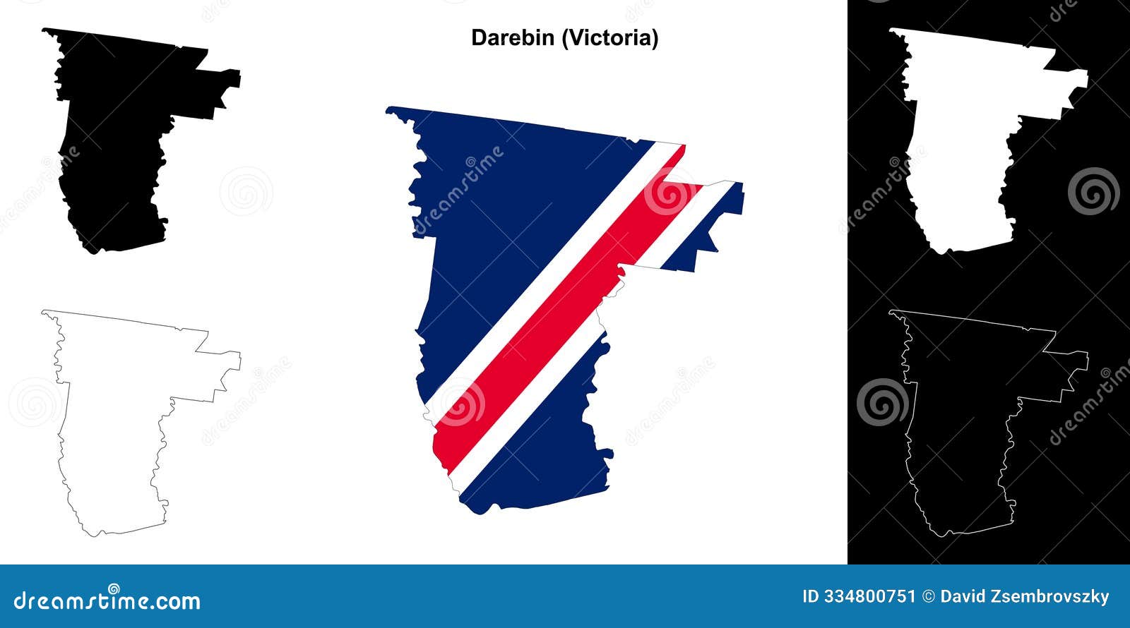 Darebin outline map stock illustration. Illustration of region - 334800751