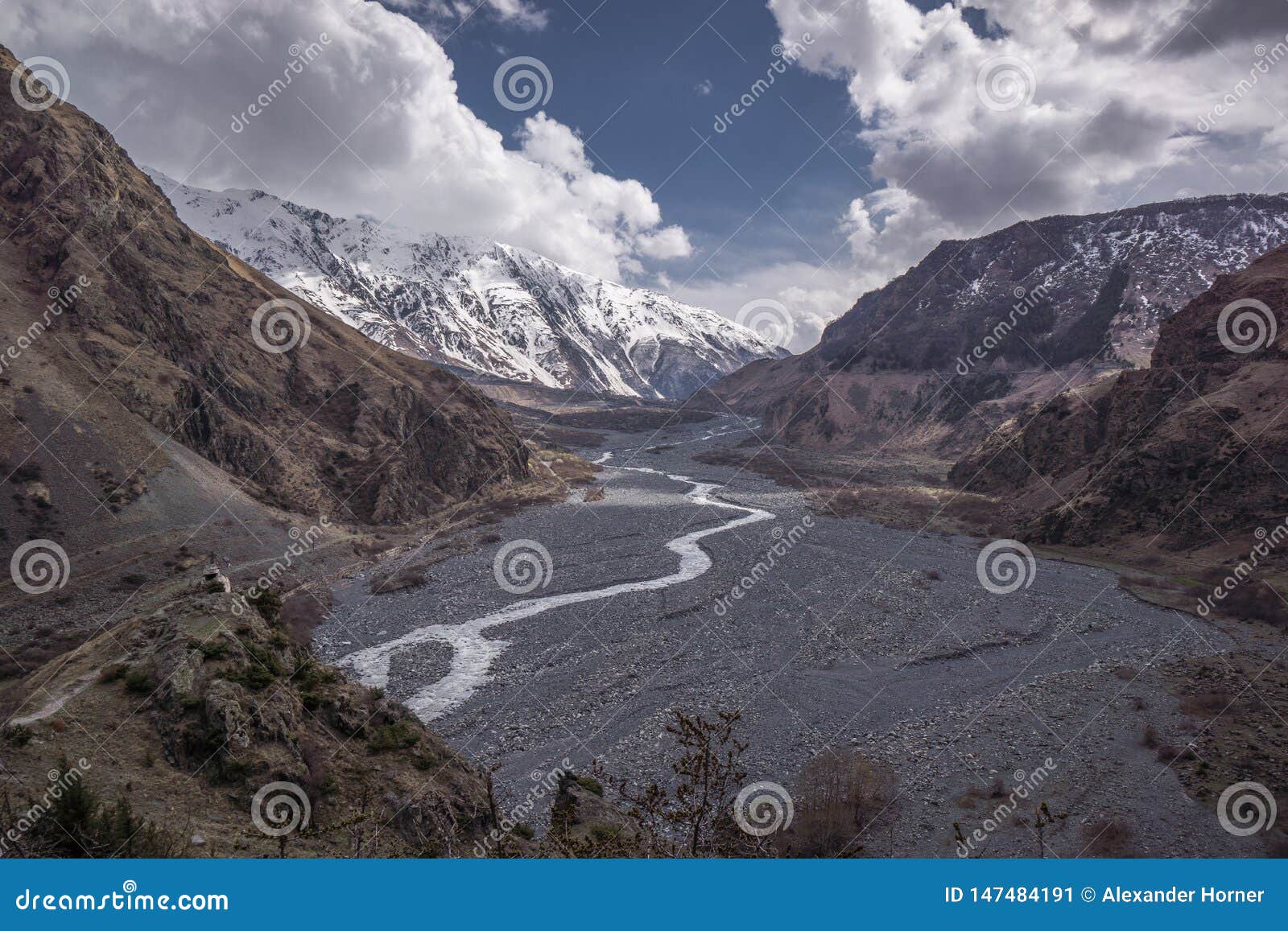 Darial Gorge with Water Stream Stock Image - Image of high, georgian ...