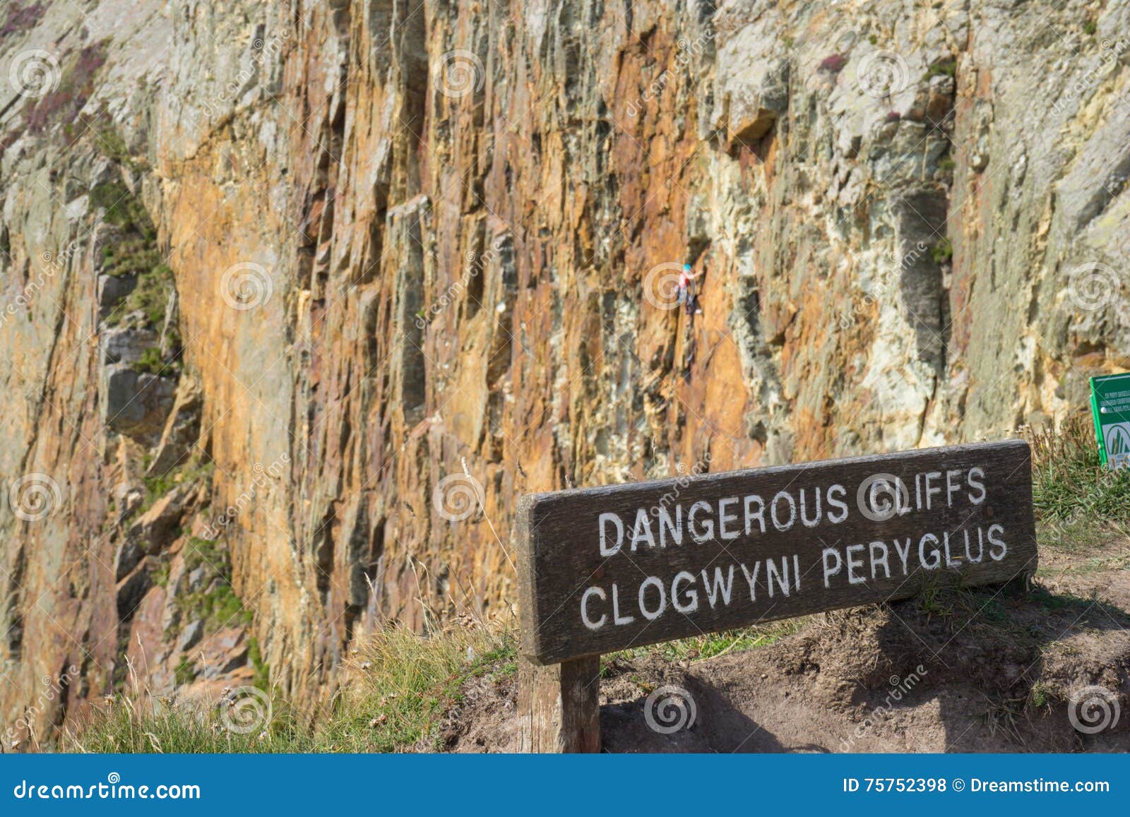 Daring Rock Climber Half Way Up Dangerous Cliff Stock Photo - Image of ...