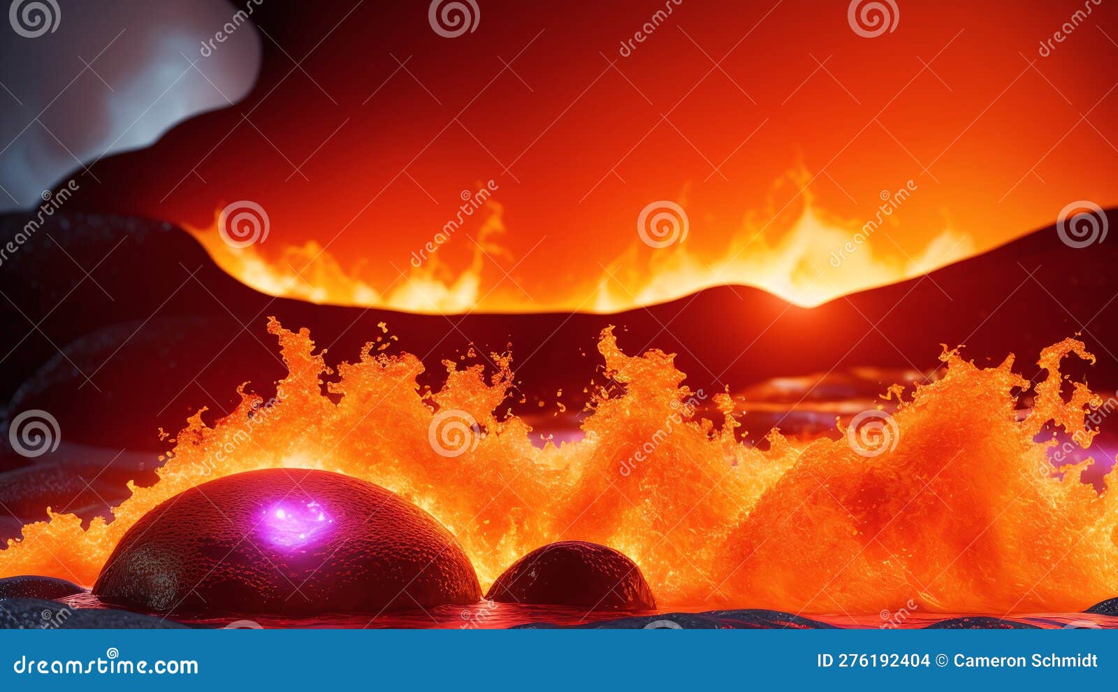 A Daring Scene of a Volcano with Lava and Lava Balls AI Generative ...