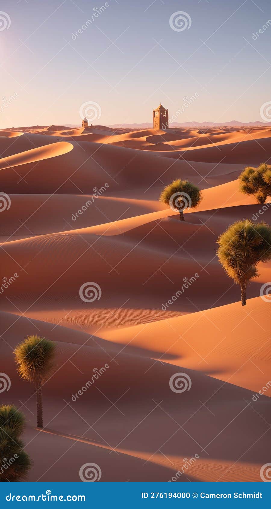 A Daring View of a Desert with a Tower in the Distance AI Generative ...