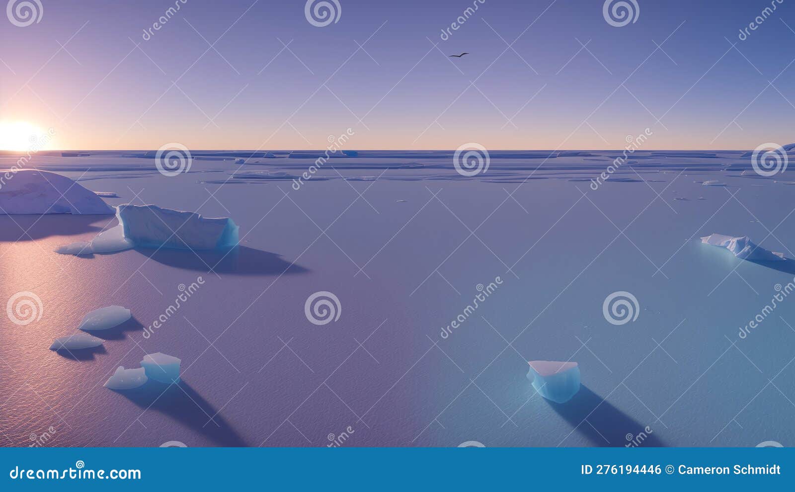 A Daring View of a Sunset Over a Vast Expanse of Ice AI Generative ...