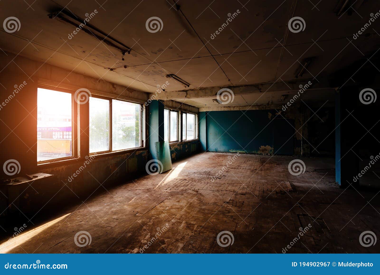 Dark Abandoned Industrial or Office Building Interior Stock Image ...