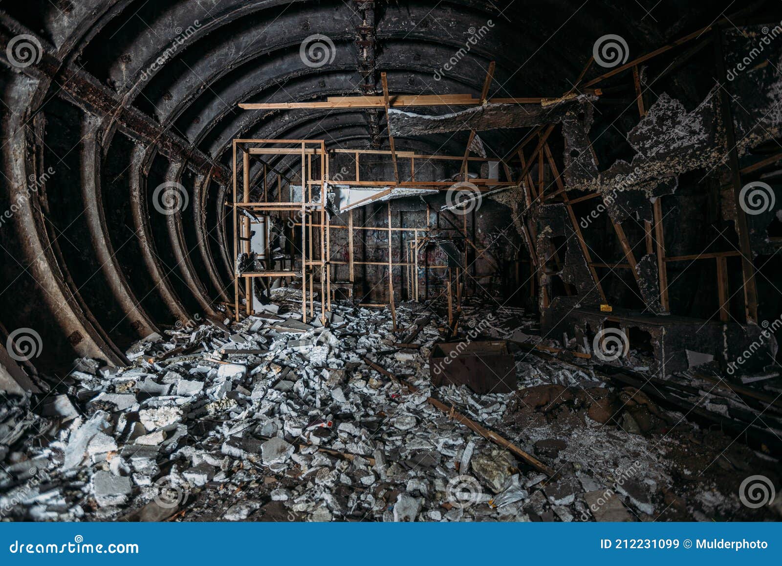 Old Bunker During The Cold War. Corridor In The Anti-nuclear Bomb ...