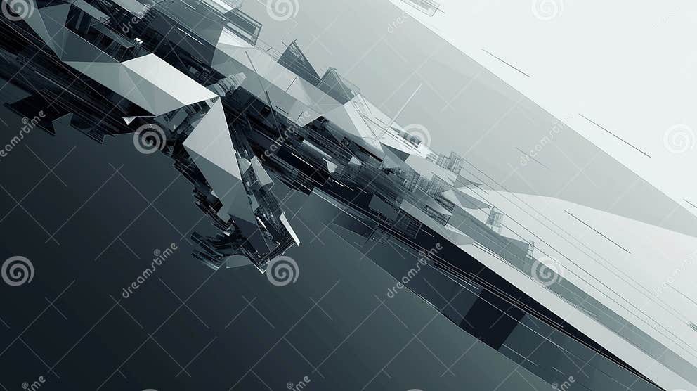 Dark Abstract Art with Sharp Geometric Shapes Stock Photo - Image of ...