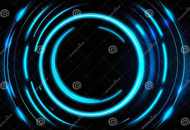Dark Abstract Background with Blue Glowing Circle Lines Stock ...