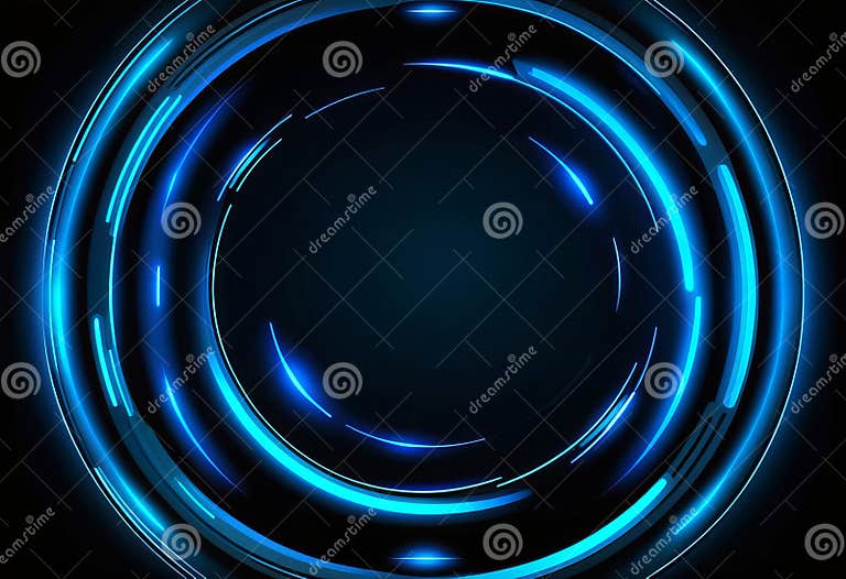 Dark Abstract Background with Blue Glowing Circle Lines Stock ...