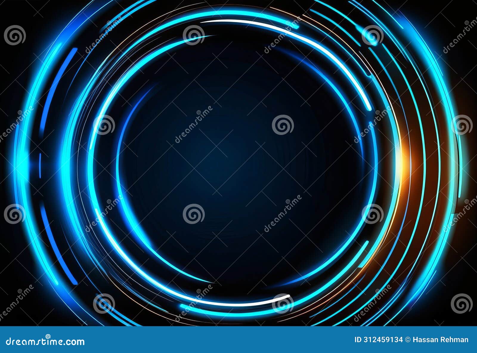 Dark Abstract Background with Blue Glowing Circle Lines Stock ...