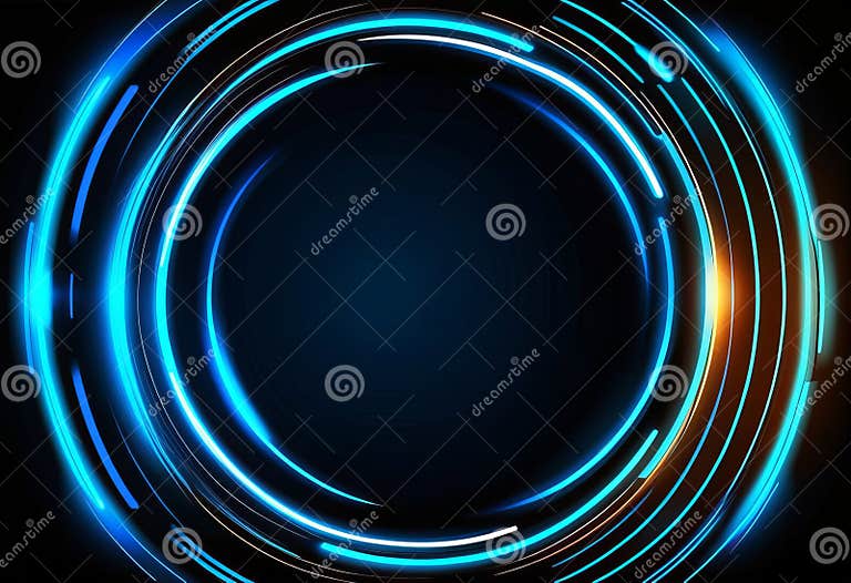 Dark Abstract Background with Blue Glowing Circle Lines Stock ...