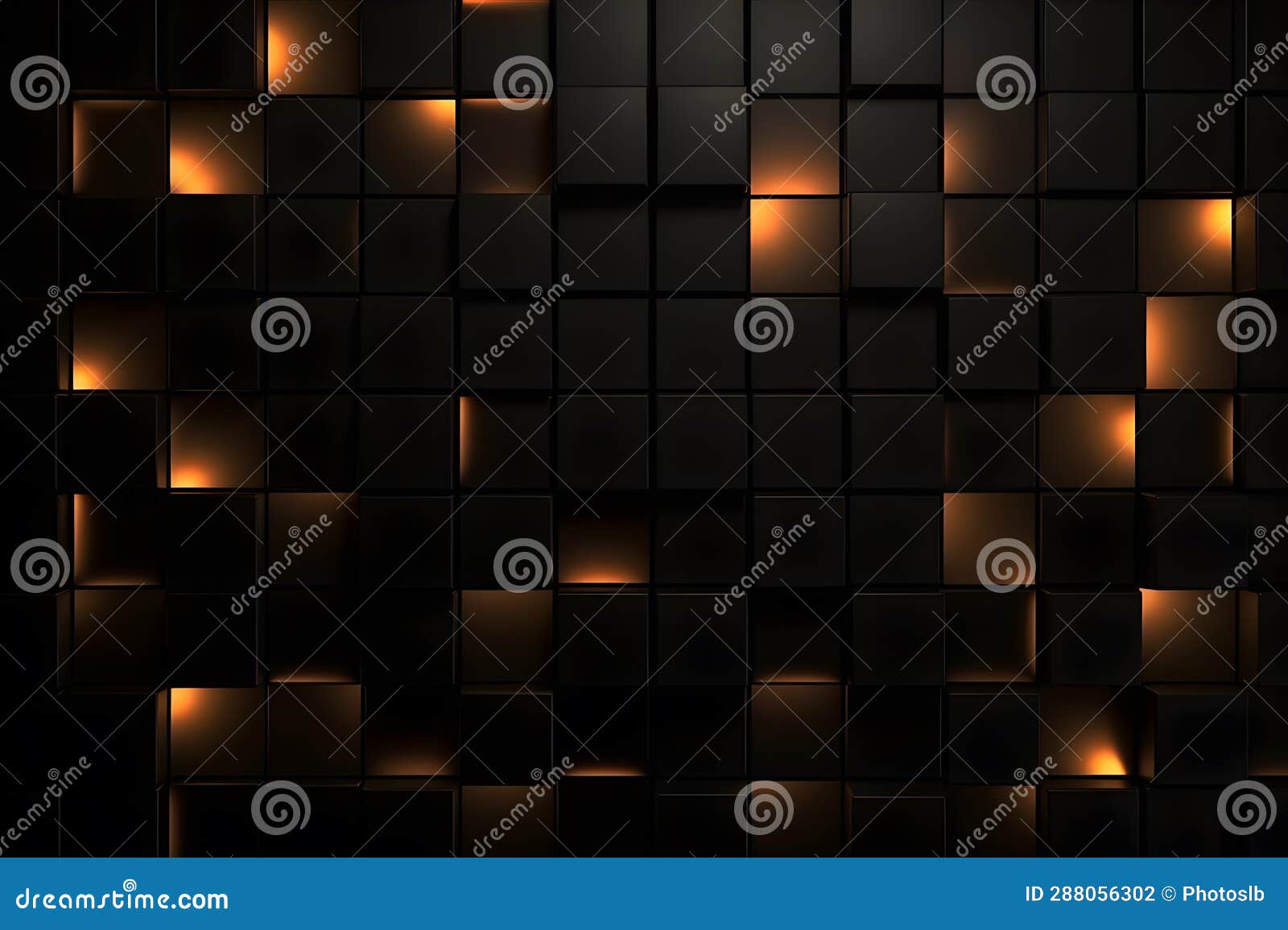 Dark Abstract Background with Glowing Cubes Theme Stock Illustration ...