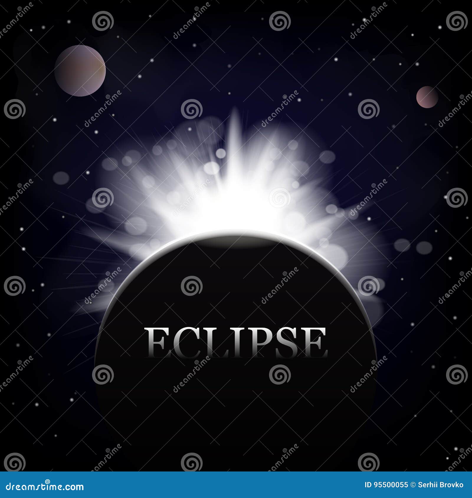 Dark Abstract Background with a Solar Eclipse. Vector Illustration ...