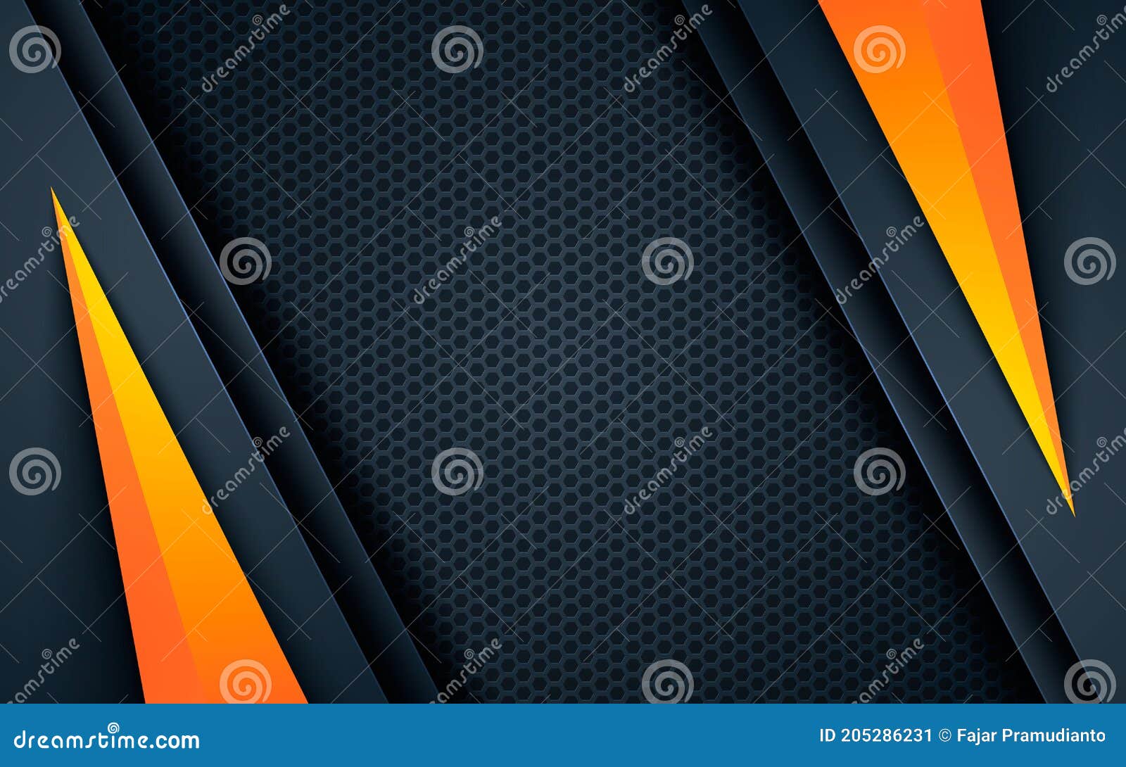 Dark Abstract Background with Yellow Shape. Black Hexagon Texture ... Dark Abstract Background with Yellow Shape. Black Hexagon Texture ...