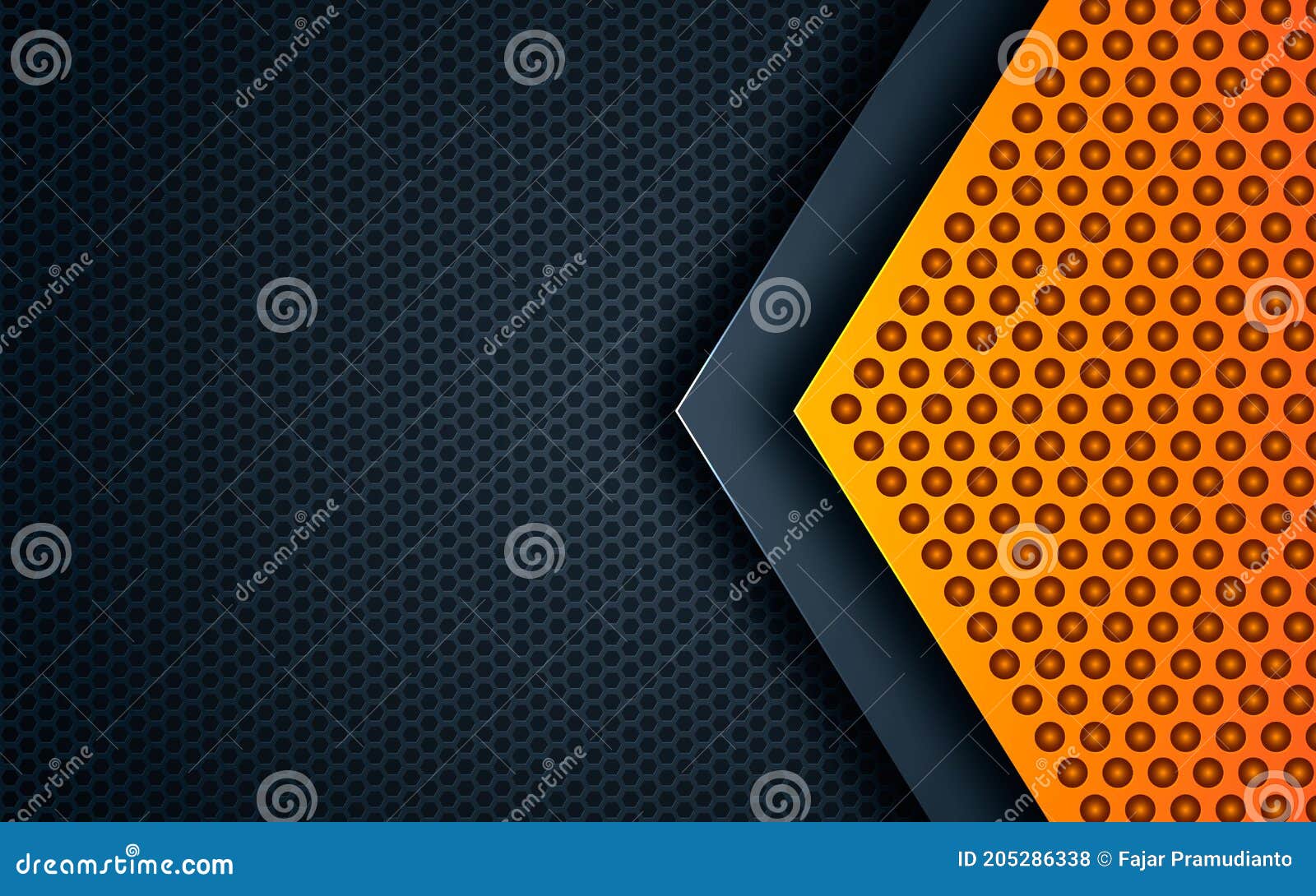 Dark Abstract Background with Yellow Shape. Black Hexagon Texture ...