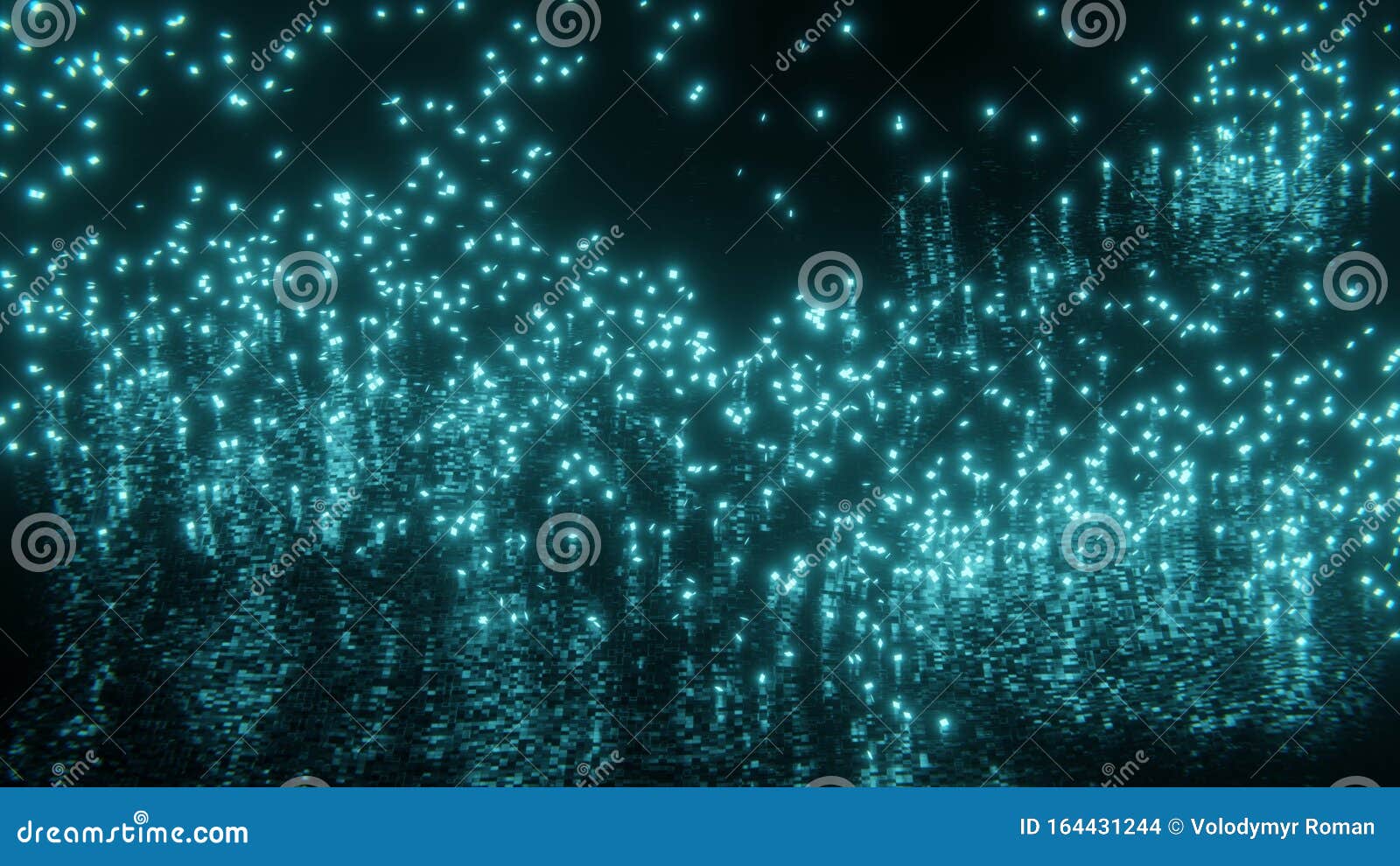 Dark Abstract Blue Technology Particle Bokeh Background Stock ...