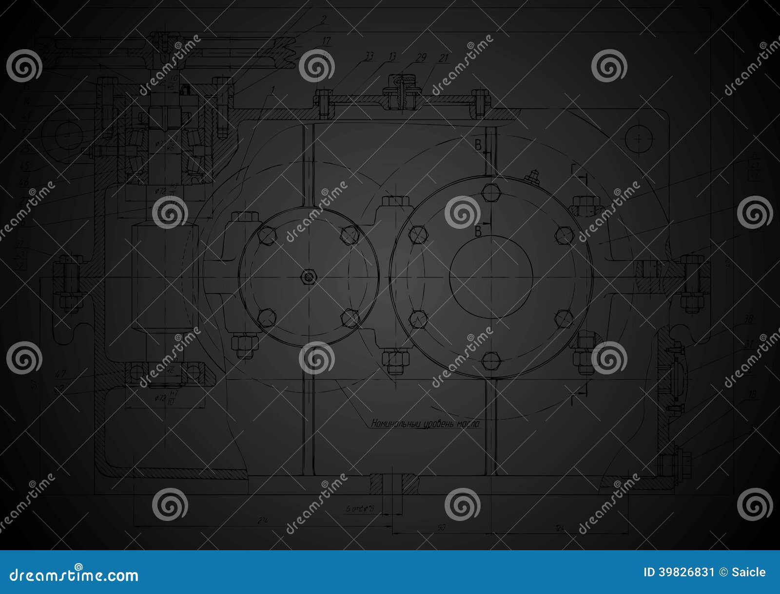 Dark Abstract Engineering Drawing Stock Vector - Illustration of curve ...