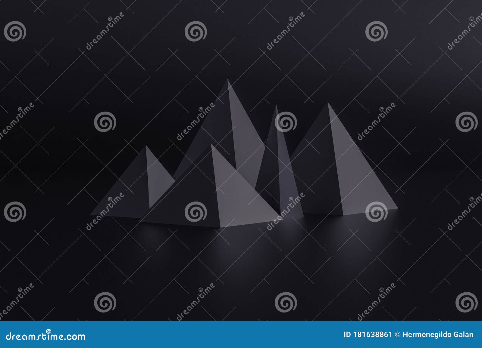 Dark Abstract Geometric Background with Three-dimensional Solid Figures ...