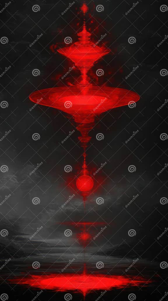 A Dark, Abstract Representation of a Red Vortex and Sphere Against a ...