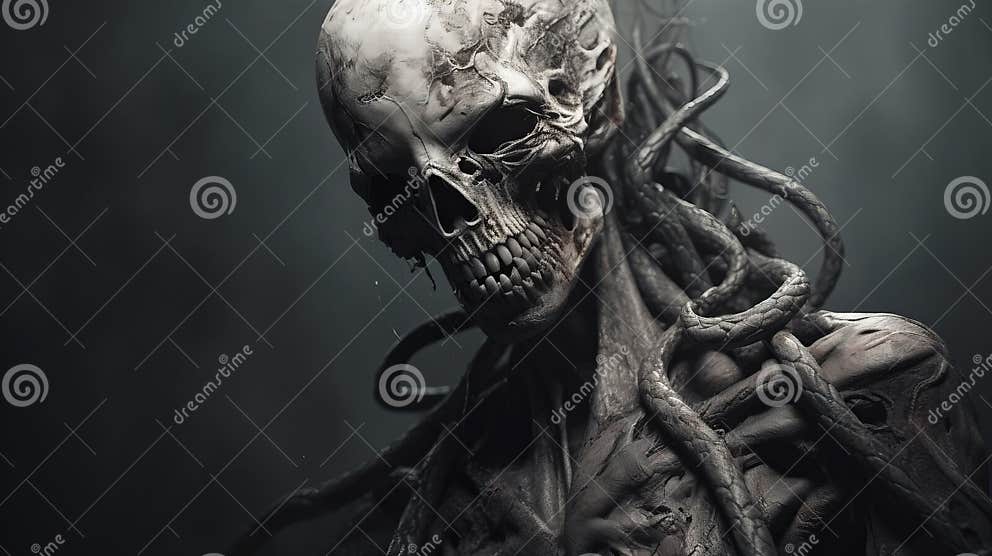 Dark Abstract Skeleton with Long Roots - Hyper-realistic Hard Surface ...