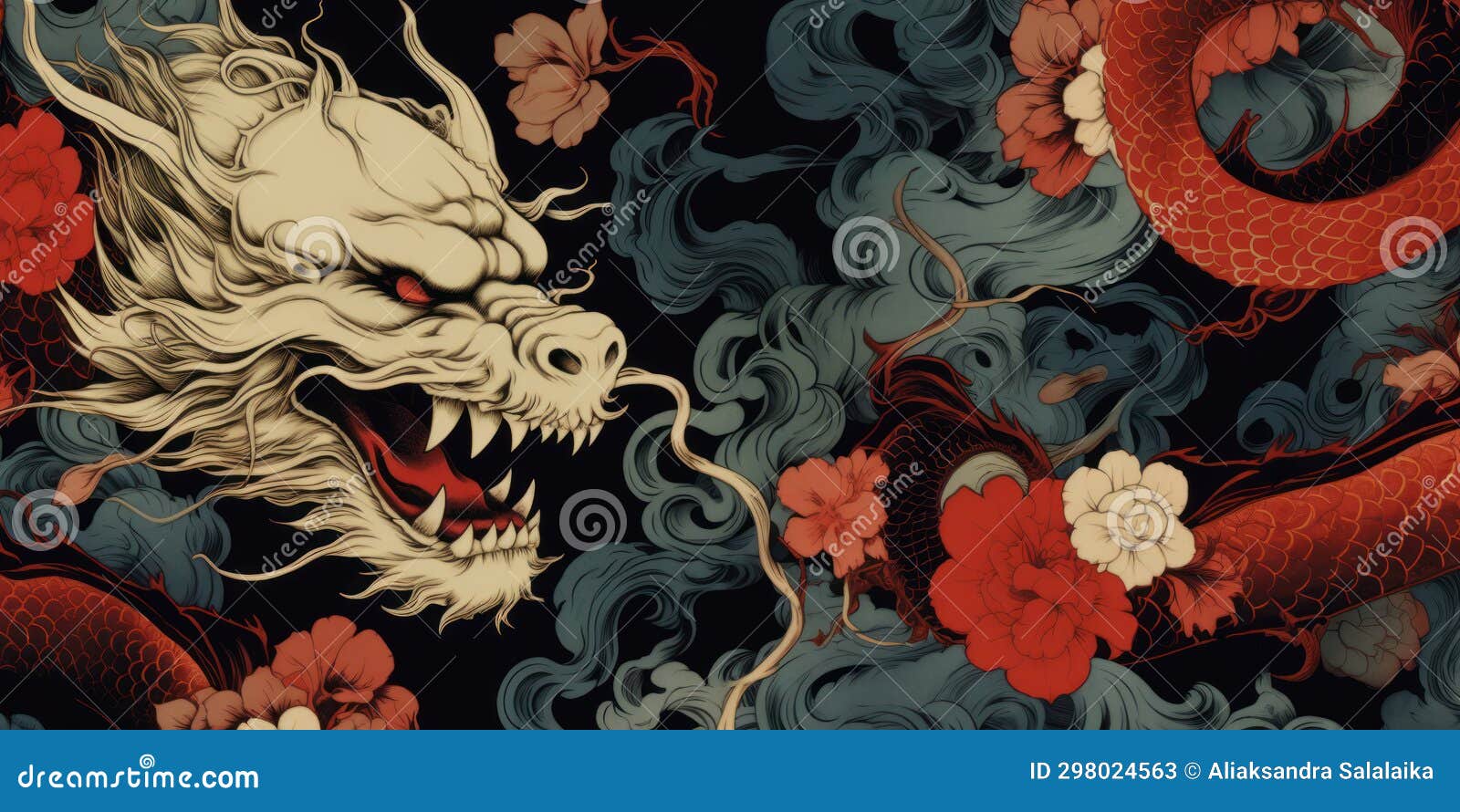 Dark Abstract Tattoo Dragons Pattern Background Stock Image - Image of ...