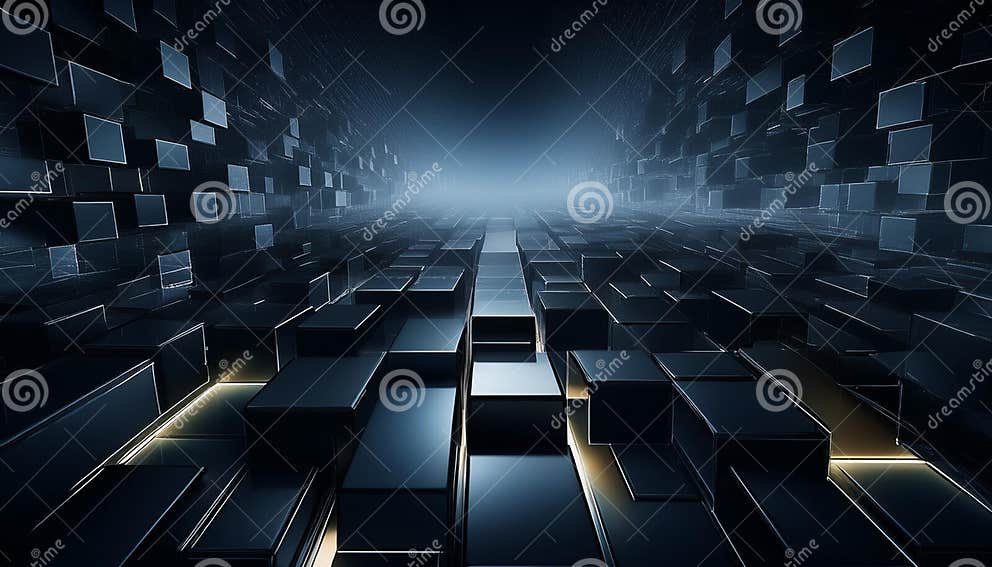 Dark Abstract Technology Background with Geometric Patterns Stock ...