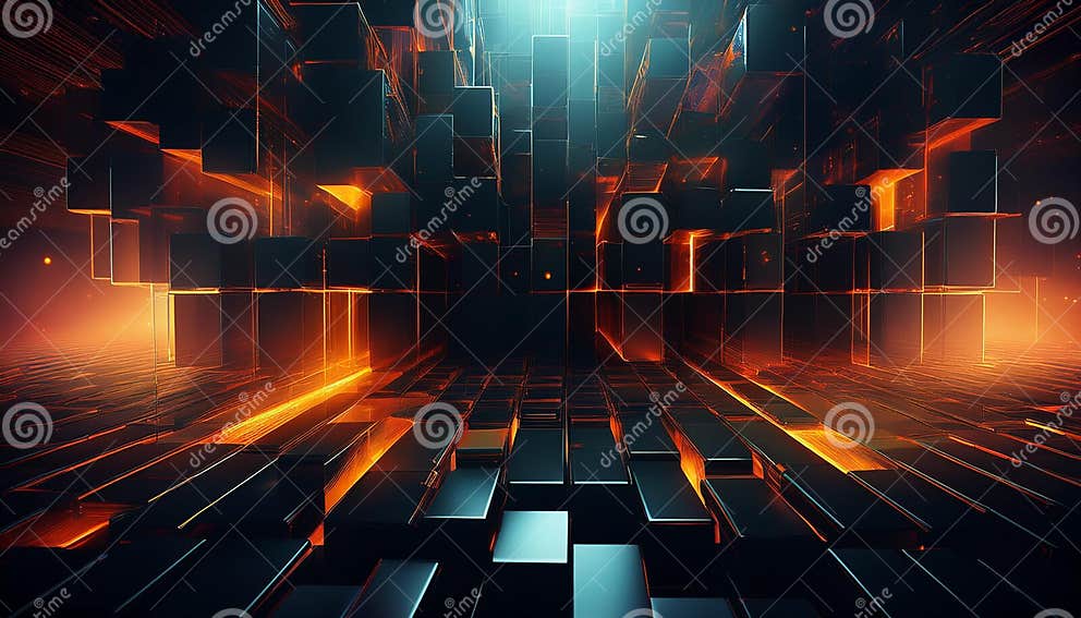 Dark Abstract Technology Background with Geometric Patterns Stock ...