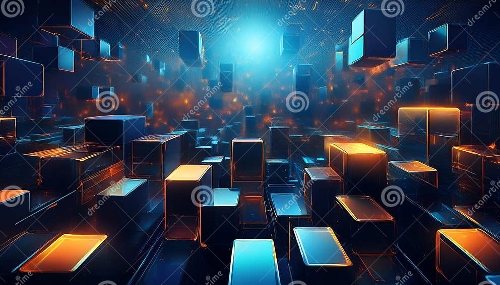 Dark Abstract Technology Background with Geometric Patterns Stock ...