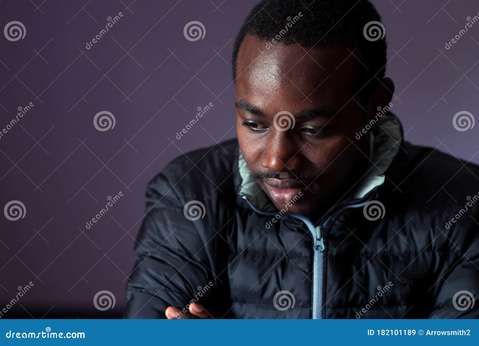 Dark African Man Posing with a Sad Expression Stock Image - Image of ...