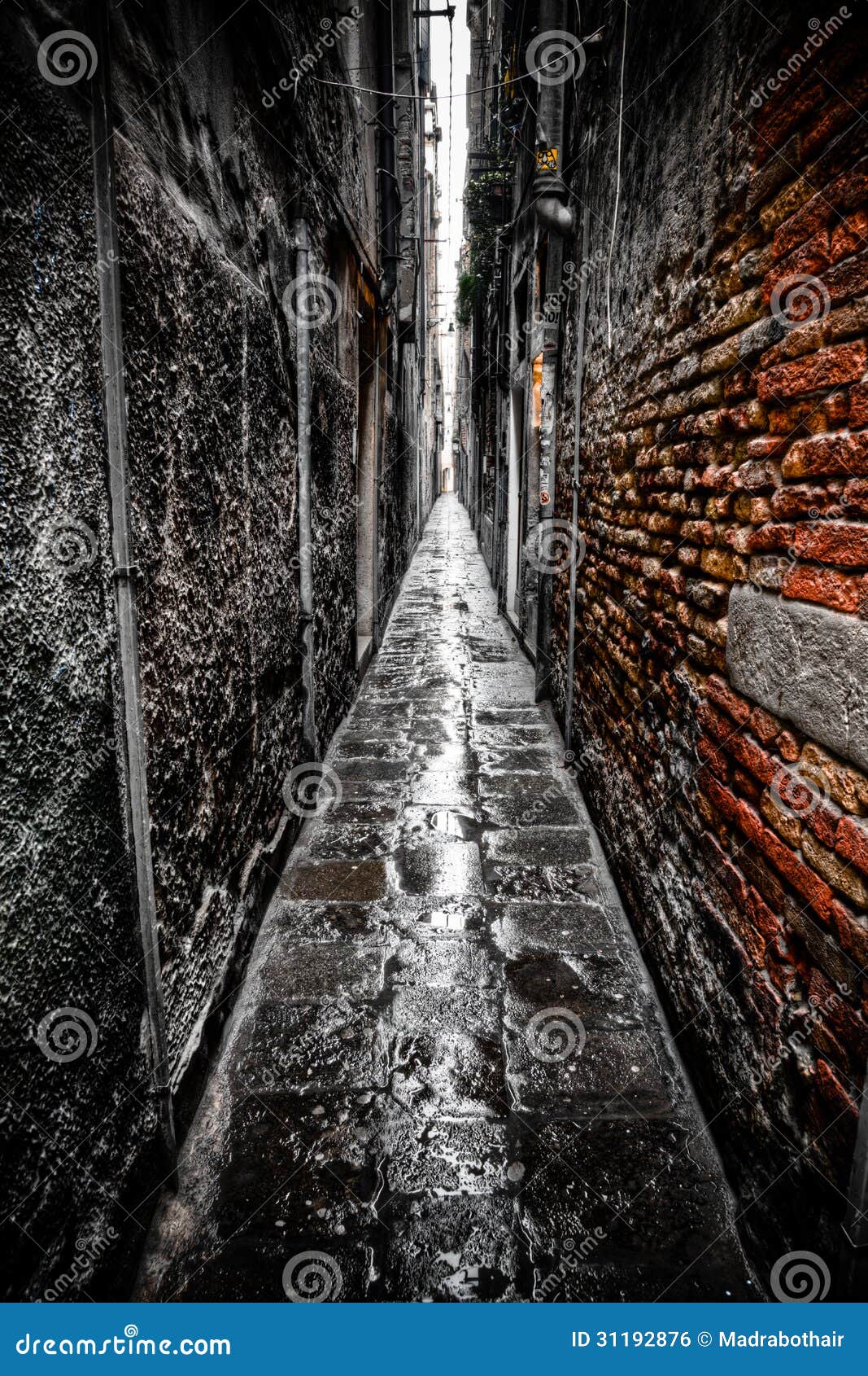 Dark alley in Venice stock photo. Image of rain, lane - 31192876