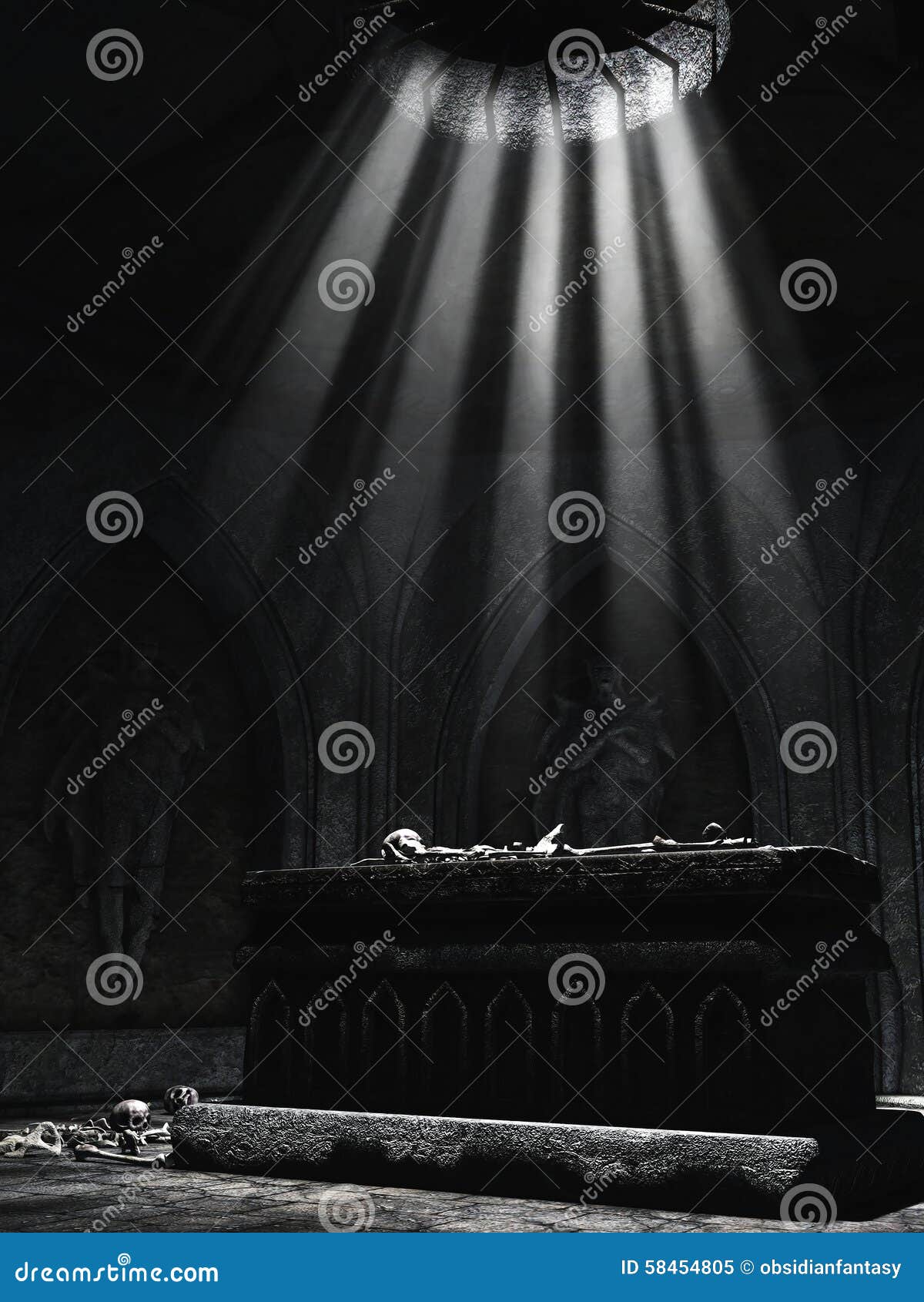 Dark Crypt With A Creepy Altar Stock Photo | CartoonDealer.com #58454856