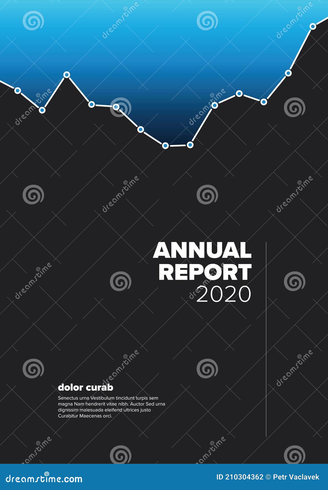 Dark Annual Report Cover Template with Abstract Blue Graph Stock Vector ...