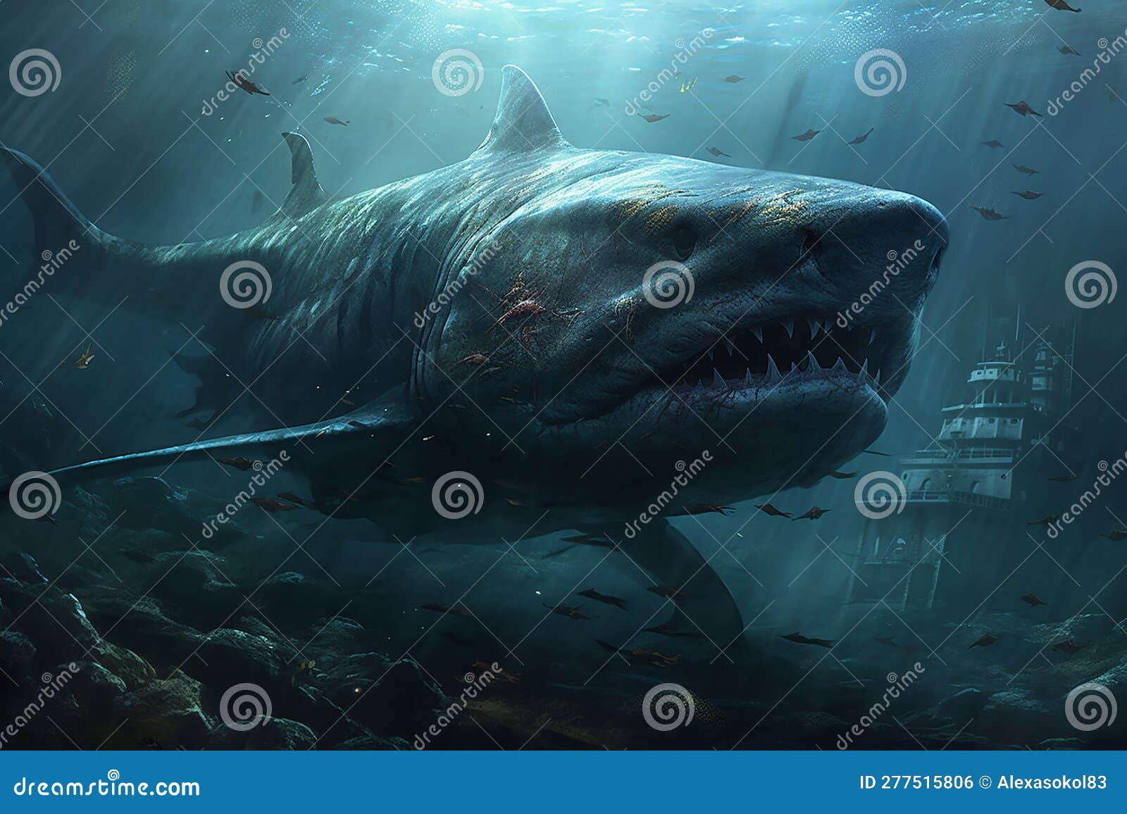 Dark Armoured Shark , Fantasy Illustration Stock Illustration ...