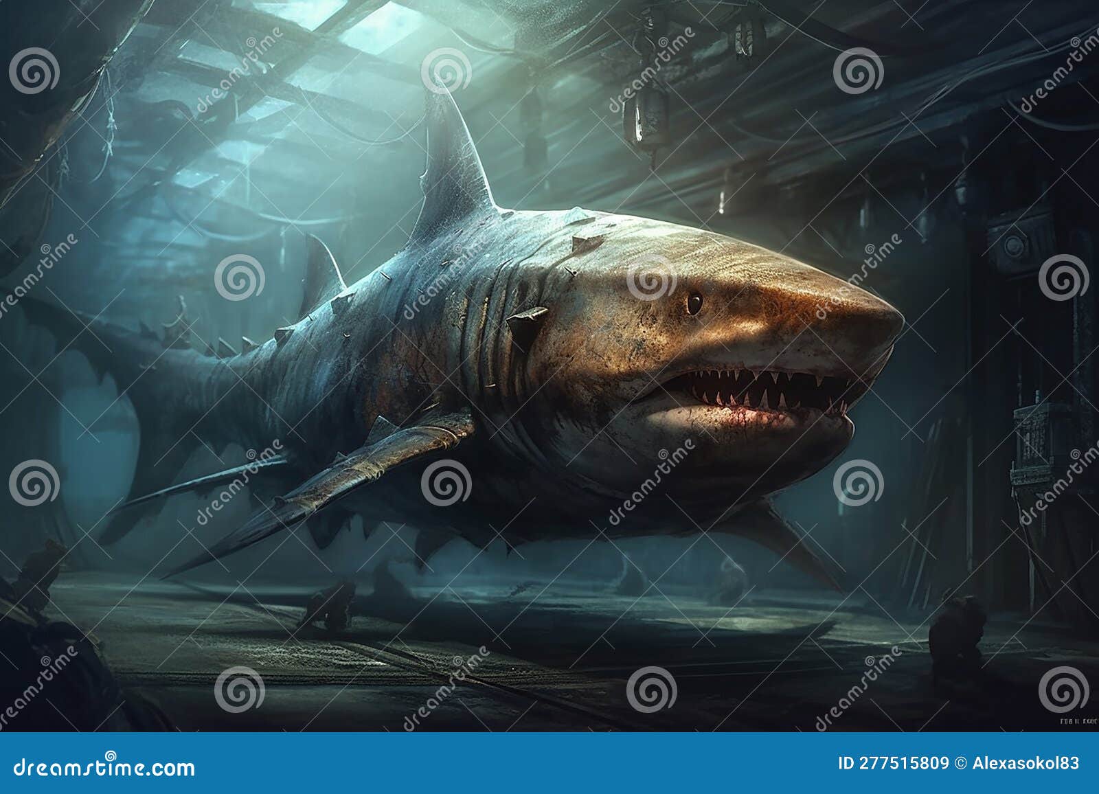 Dark Armoured Shark , Fantasy Illustration | CartoonDealer.com #277515810